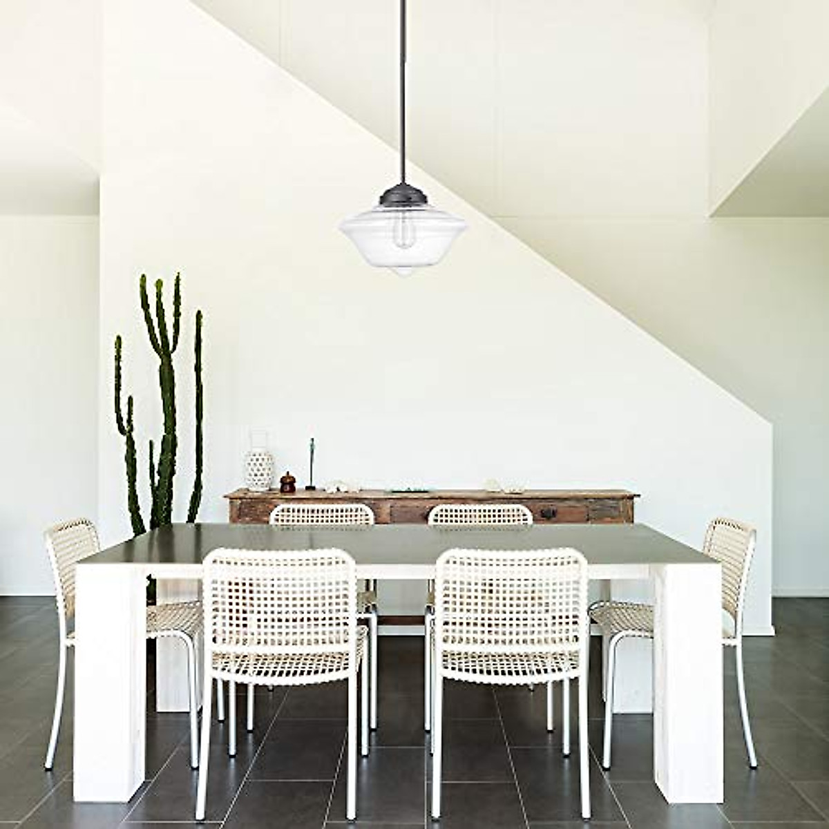 Globe Electric 60392 Sloane 1-Light Pendant, Dark Bronze, Clear Glass Shade