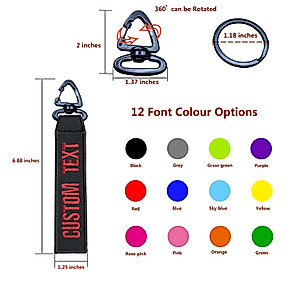 Graceful life Personalized keychain,Customizable name number tag with key ring, Key Chain Holder accessories, embroidery keytag for luggage (Rotating keychain)