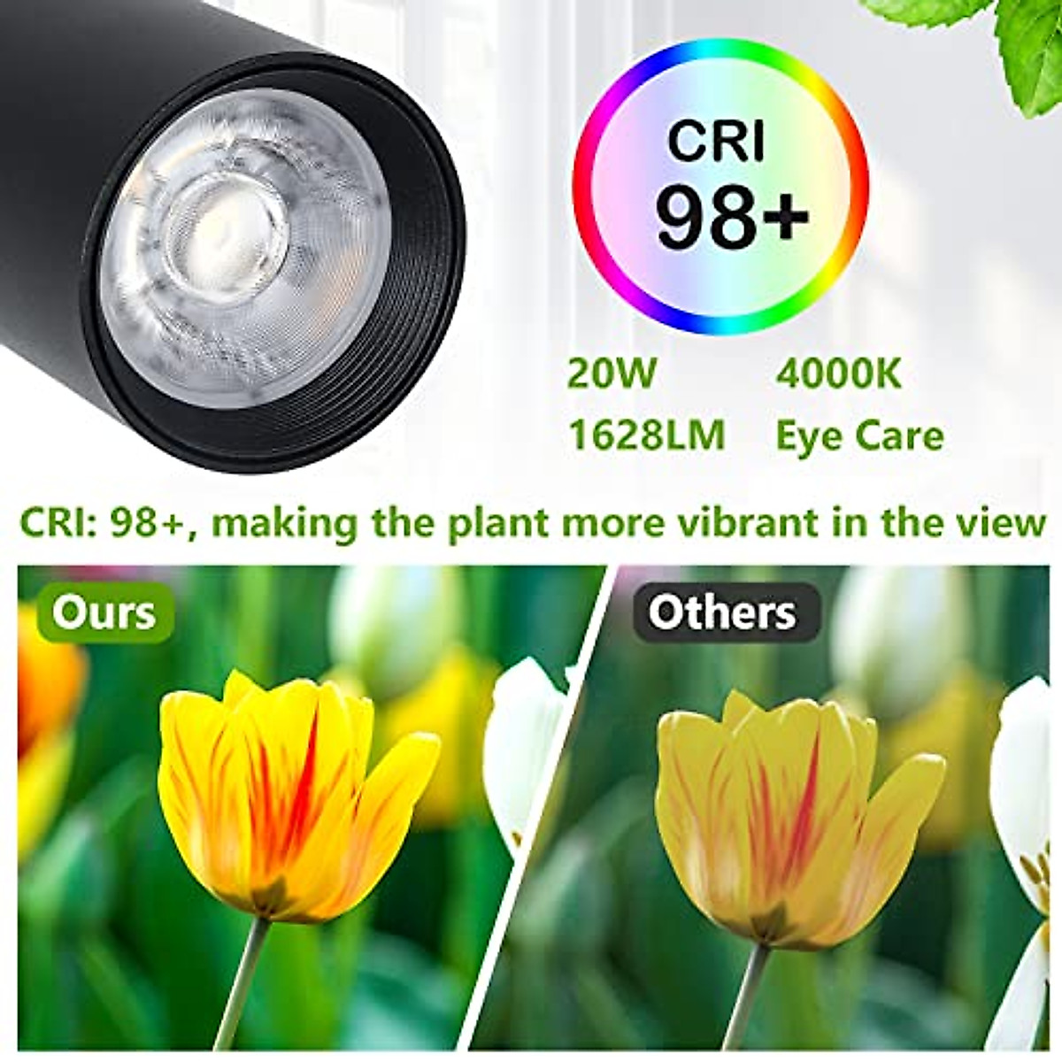 HMVPL Grow Lights Stand for Indoor Plants Full Spectrum Tall Plant Light for Indoor Growing with 20W COB Plant Light Bulb,4/8/12H Timer, Led Growth Floor Lamp for Large Plant Seedling(6 Level Height)