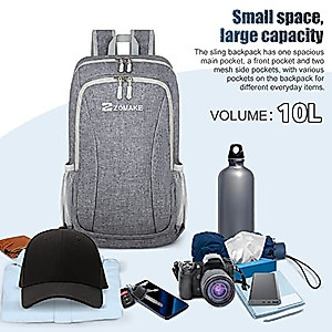 ZOMAKE 10L Ultra Lightweight Backpack:10L Hiking Backpacks - Small Light Weight Back Pack Outdoor Hiking Day Pack for Women Men (Grey)
