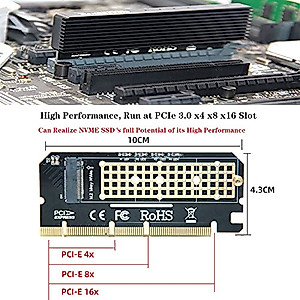 USECL M.2 NVME Adapter with Heat Sink, NVME M.2 SSD to PCI-e x4/x8/x16 Converter Card, Support 2230 2242 2260 2280, Compatible for Windows XP 7 8 10