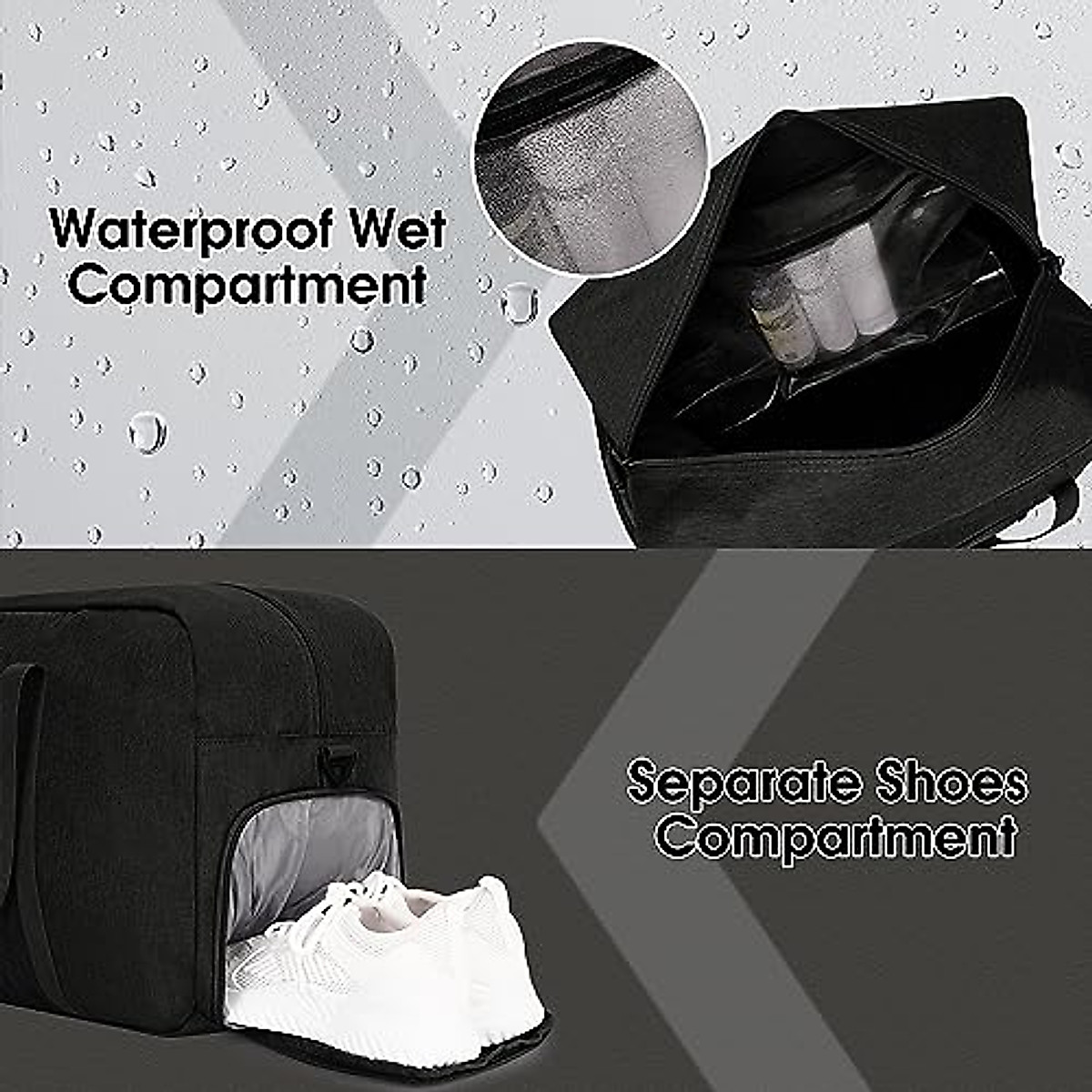 sportsnew Sports Gym Bag with Wet Pocket & Shoes Compartment, Travel Duffel Bag for Men Women Lightweight with Adjustable Shoulder Holder, Black