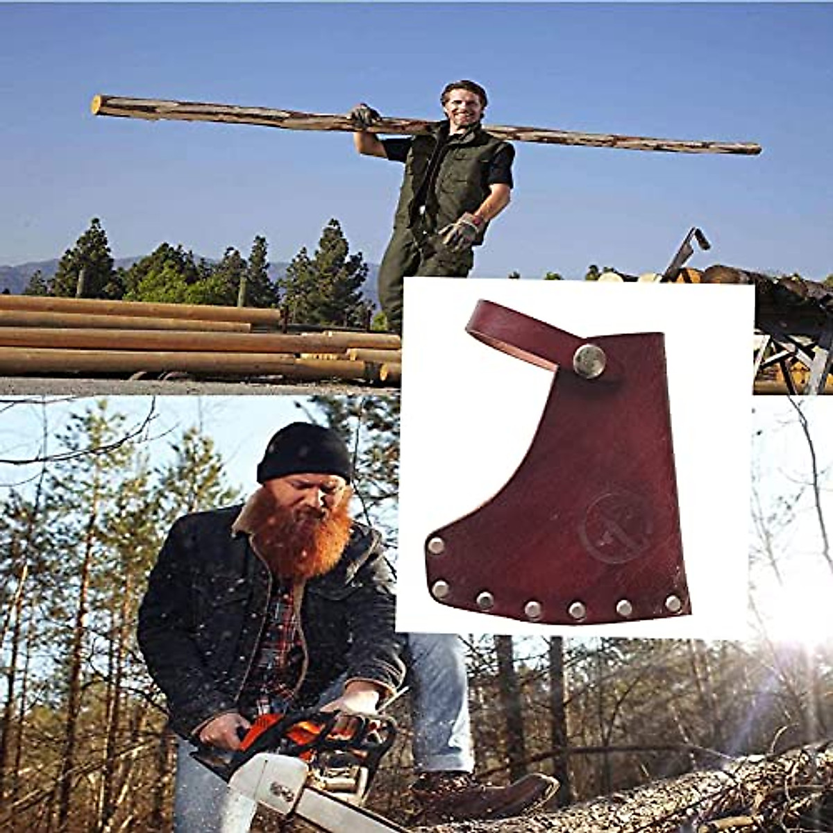 Kyien Leather Hatchet Sheath Axe Sheath Leather Axe Cover Sheath Axe Protector Tool Leather Axe Head Cover Axe Head Sheath Protect Cover with Leather