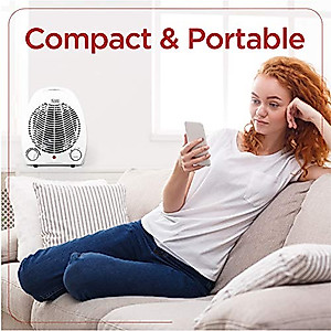 BLACK+DECKER Space Heater, for Office Desk, Home Office & Portable Desk, Personal Heater with 3 Settings, Desk Heater with Adjustable Thermostat, Black & White