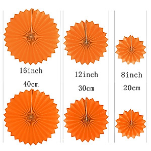 Black Orange Party Hanging Paper Fans Decorations - Halloween Birthday Baby Shower Graduation Wedding Carnival Party Ceiling Hangings Photo Booth Backdrops Decorations, 12pc