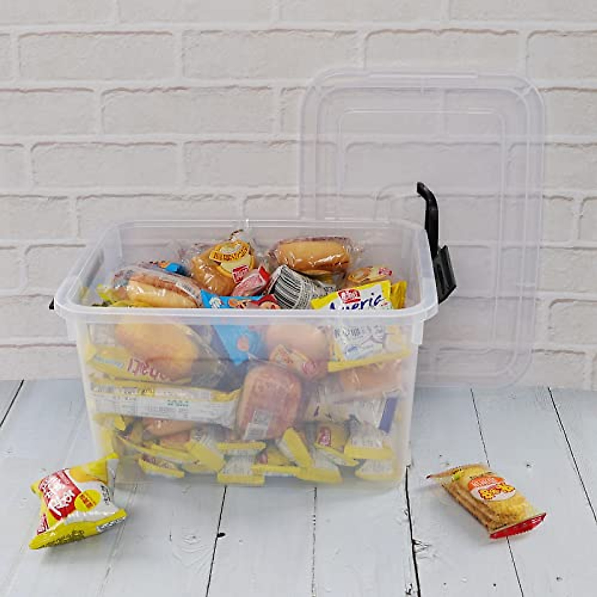 Hommp 5 Liter Clear Storage Box, 4-Pack Plastic Latching Box with Lid