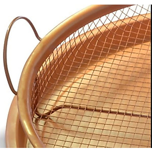 Nonstick Round Crisper Tray, Copper Oven, Turn Your Oven Into An Air Fryer - 2 Pc Set, Frying Basket And Baking Sheet, Dishwasher Safe, Heat-Resistant