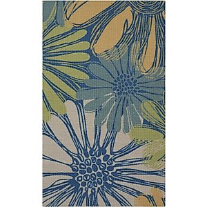 Nourison Home & Garden Indoor/Outdoor Blue 2'3" x 3'9" Area -Rug, Easy -Cleaning, Non Shedding, Bed Room, Living Room, Dining Room, Kitchen (2x4)
