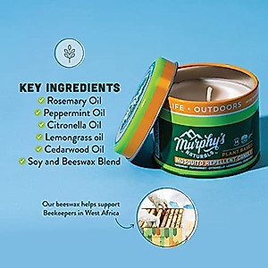 Murphy’s Naturals Mosquito Repellent Candle | DEET Free | Made with Plant Based Essential Oils and a Soy/Beeswax Blend | 30 Hour Burn Time | 9oz