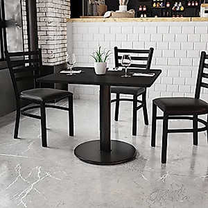 Flash Furniture Stiles 36'' Square Black Laminate Table Top with 24'' Round Table Height Base