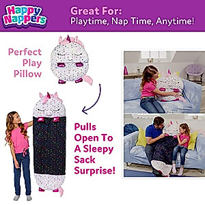 Happy Nappers Pillow & Sleepy Sack- Comfy, Cozy, Compact, Super Soft, Warm, All Season, Sleeping Bag with Pillow- Medium 54” x 20”, Shimmer Unicorn