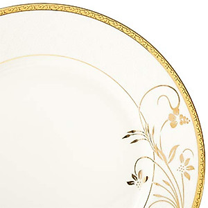 Lorren Home Trends La Luna Bone China 57-Piece 24K Gold Floral Design Dinnerware Set, Service for 8