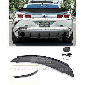 for 2010-2013 Chevrrolet Camaro | EOS ZL1 Style Rear Trunk Lid Wing Spoiler with Aluminum GLOSSY BLACK Center WickerBill Insert (ABS Plastic - Matte Black)