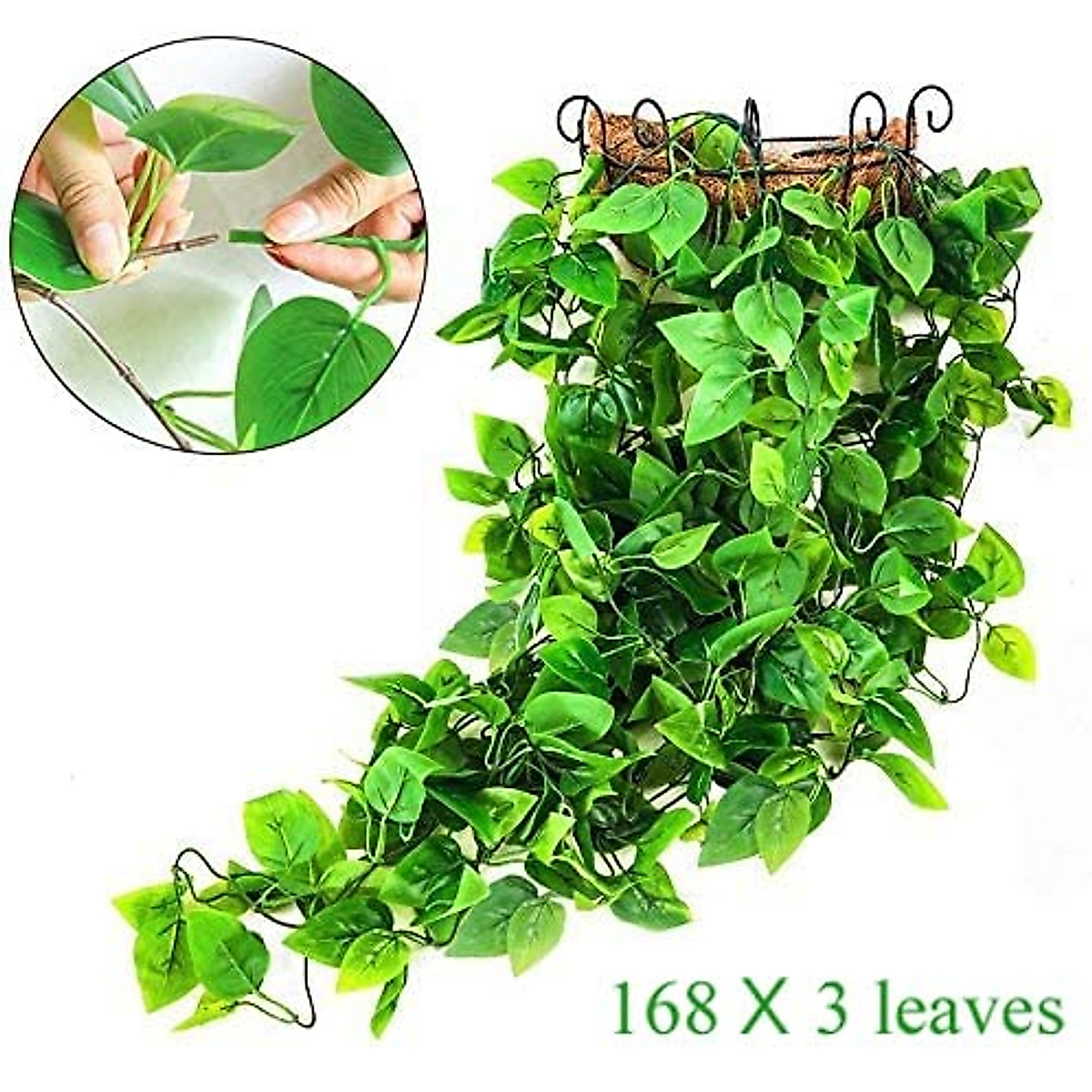 Ageomet 3pcs Artificial Hanging Plants, 3.6ft Fake Ivy Vine for Wall House Room Indoor Outdoor Decoration (No Baskets)