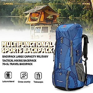 ZCSQIUO 75L Hiking Backpack for Men Women Daypack Backpack Outdoor Waterproof Camping Backpack with Rain Cover (Navy Blue)