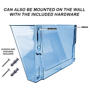 Acrimet Wall Mount Pocket File Organizer Holder (Hangers Included) (Clear Blue Color) (2 Pack)