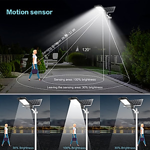 HYKOONT Solar Street Light, 1200W Solar Street Lights Outdoor Dusk to Dawn Motion Sensor IP66 Waterproof 6500K Super Bright Solar Powered Lighting for Parking Lot, Garage, Street