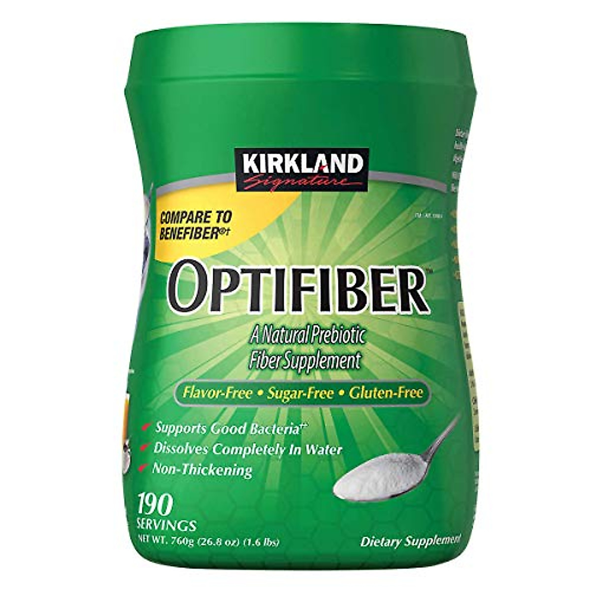 Kirkland Signature OPTIFIBER, 25.6 Ounces 190 Servings (2 Pack)