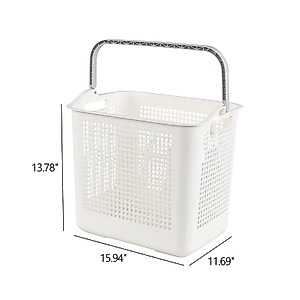 Rosebloom 35 L Plastic Portable Laundry Basket, Plastic Laundry Baskets with Handle, White, 4 Packs