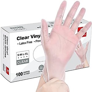 Schneider Clear Vinyl Exam Gloves, 4-mil, Medium 100-ct Box, Latex-Free, Disposable Gloves, Medical Gloves, Cleaning Gloves, Food Prep Gloves, Food Safe Rubber Gloves, Powder-Free, Non-Sterile