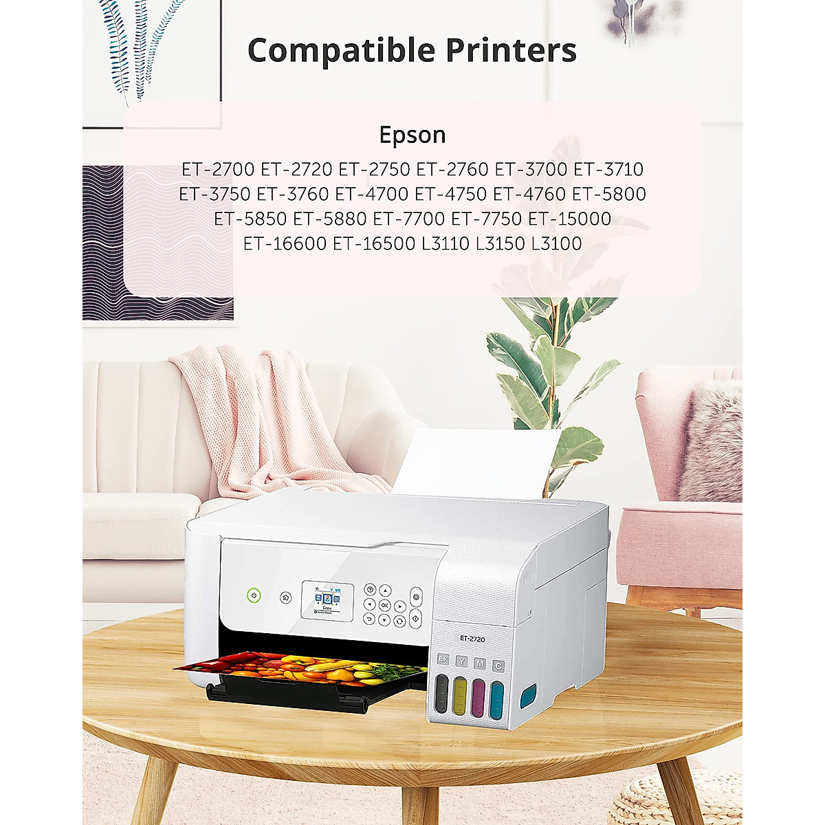 WOKOK Sublimation Ink Refill for Ecotank ET-2760 ET-2720 ET-2800 ET-2850 ET-2803 ET-4750 ET-3760 ET-4760 ET-15000 ET-16600 ET-16650 Inkjet Printers