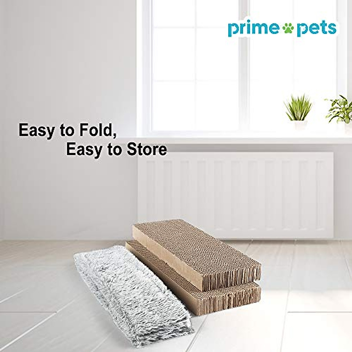 PrimePets Cat Scratcher Lounge with 2 Removable Cat Scratch Cardboard, Reversible Cat Scratching Pad Box Bed, 2 in 1, Corrugated Board, Catnip Included