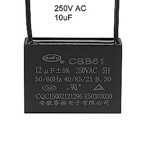uxcell Ceiling Fan Capacitor CBB61 12uF 250V AC 2 Wires Metallized Polypropylene Film Capacitor 47x34x18mm for Electric Fan Pump Motor Generator 2Pcs