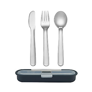 BUILT Gourmet Bento 4-Piece Stainless Steel Utensil Set With Nesting Case Black And Gray 5177854