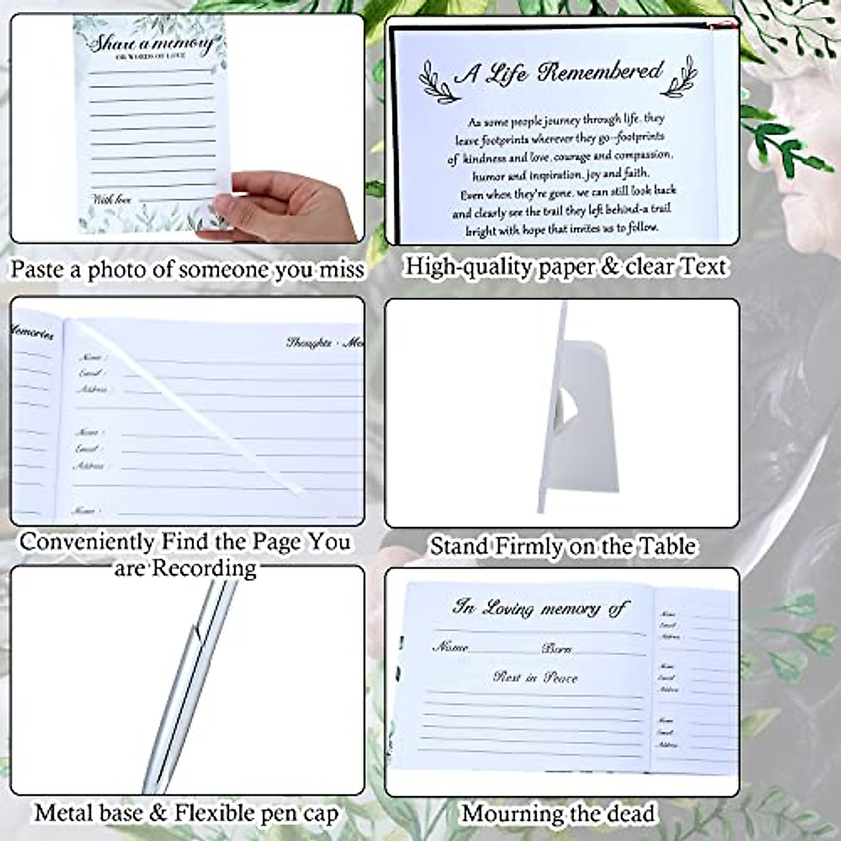 Spakon Funeral Guest Book for Memorial Service Celebration of Life Guest Book 100 Pieces Double Sided Prayer Funeral Cards