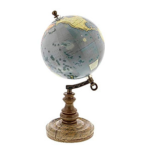 Deco 79 Plastic Globe with Wood Base, 5" x 5" x 10", Brown