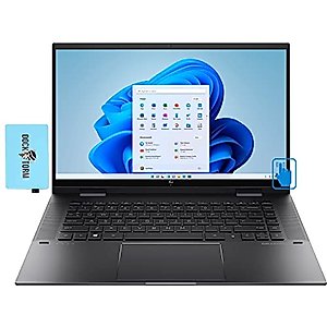 HP Envy x360 15.6" FHD IPS Touchscreen Laptop (AMD Ryzen 5 5500U 6-Core, 8GB RAM, 1TB PCIe SSD, AMD Radeon, Backlit KYB, Fingerprint, WiFi 6, Bluetooth 5.2, HD Webcam, Win 11 Home) with Hub