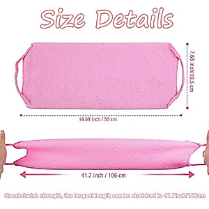 4 Pack Exfoliating Back Scrubber with Handles, Nylon Extended Length Bath Towel Shower Back Washer Exfoliating Washcloth Rear Scrub Stretchable for Body Shower Deep Cleaning Massages
