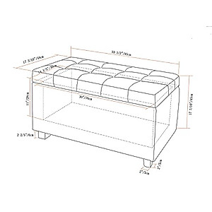 SIMPLIHOME Cosmopolitan 34 inch Wide Rectangle Lift Top Storage Ottoman in Upholstered Tanners Brown Tufted Faux Leather, Footrest Stool, Coffee Table for the Living Room, Bedroom and Kids Room