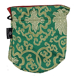 Tibetan Handmade Brocade Cloth Singing Bowl Storage Carrying Case Bag (Green)