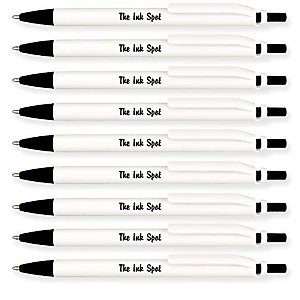 100 Excel Classic Click Personalized Custom Printed Retractable Pens - White Barrels with Black Trim