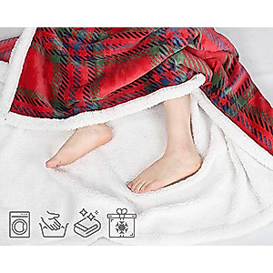 Tirrinia Christmas Blankets and Throws, Scotland, Soft Warm Cozy, Checkered Blanket Winter Cabin Throw, 50” x 60" Red & Green Buffalo Plaid