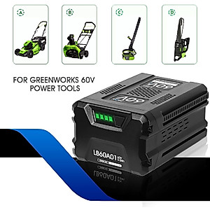 JIALIPOK 60V 5.0Ah Replacement for Greenworks Pro 60V Battery Max Lithium Ion LB60A00 LB60A01 LB60A02 LB60A03(Not for Kobalt&Powerworks)