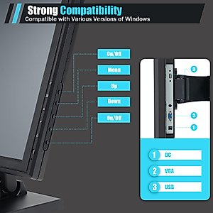 NG NOPTEG 17" LED Touch Screen Monitor LCD Display USB VGA w/POS Stand Retail Restaurant