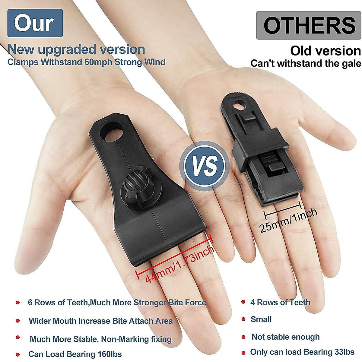 AMURS 12Pcs Tarp Clips Heavy Duty Lock Grip Thumb Screw Tent Clamps Pool Cover Clips with 12Pcs Carabiner D Ring Kit for Car/Truck Cover Camping Tent Swimming Pool Canvas Covers Pergola