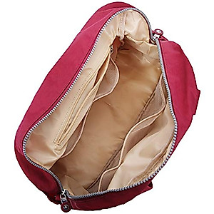 Lily & Drew Nylon Travel Tote Cross-body Carry On Bag with shoulder strap (Raspberry)