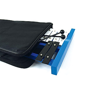 Professional Blue Wooden Soprano Glockenspiel Xylophone with 25 Metal Keys - Musical Instrument for Adults & Kids - Includes 2 Plastic Beaters/Mallets