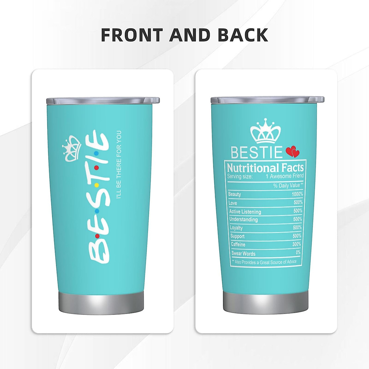 PIOYE Bestie Gifts for Women, Bestie Gifts, Gifts for Bestie Stainless Steel Tumbler 20oz, Birthday Gifts for Bestie, Friendship Gifts for Women Friends, Bestie Gifts Ideas for Mothers Day Christmas