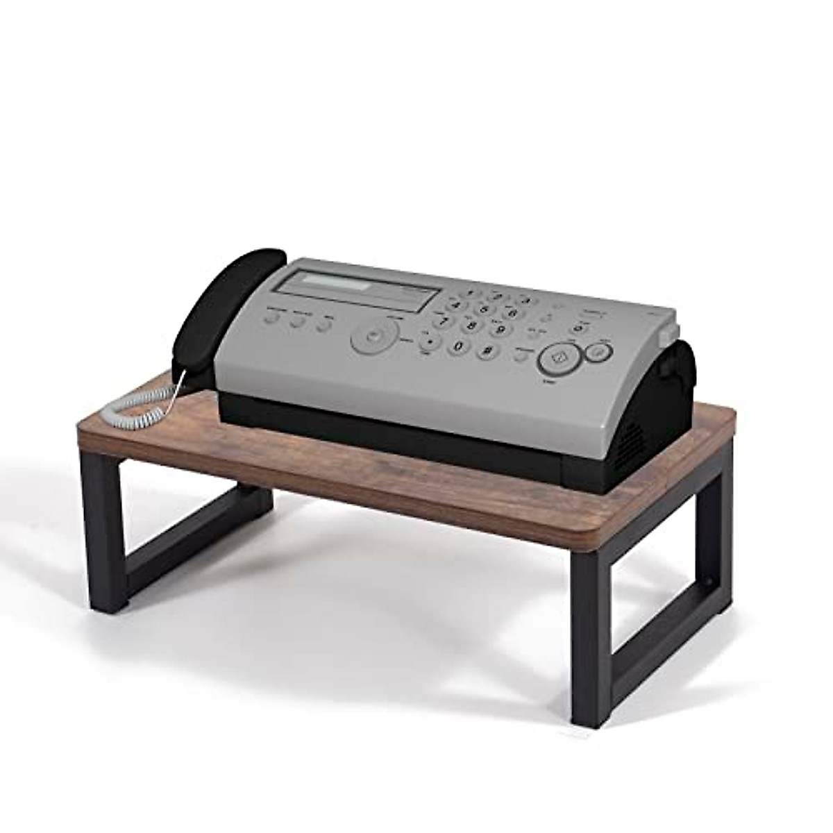 JOIN IRON Dark Brown Wood Computer Monitor Stand with Storage.Laptop Computer Shelf.Ergonomic Monitor Riser Desk Organizer.Office Supplies,Printer,iMac,Pc,Fax Machine Shelving Rack