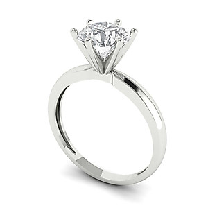 Clara Pucci 1.50 ct Round Cut Solitaire Genuine Moissanite Wedding Bridal Designer Anniversary Engagement Ring in 14k White Gold for Women