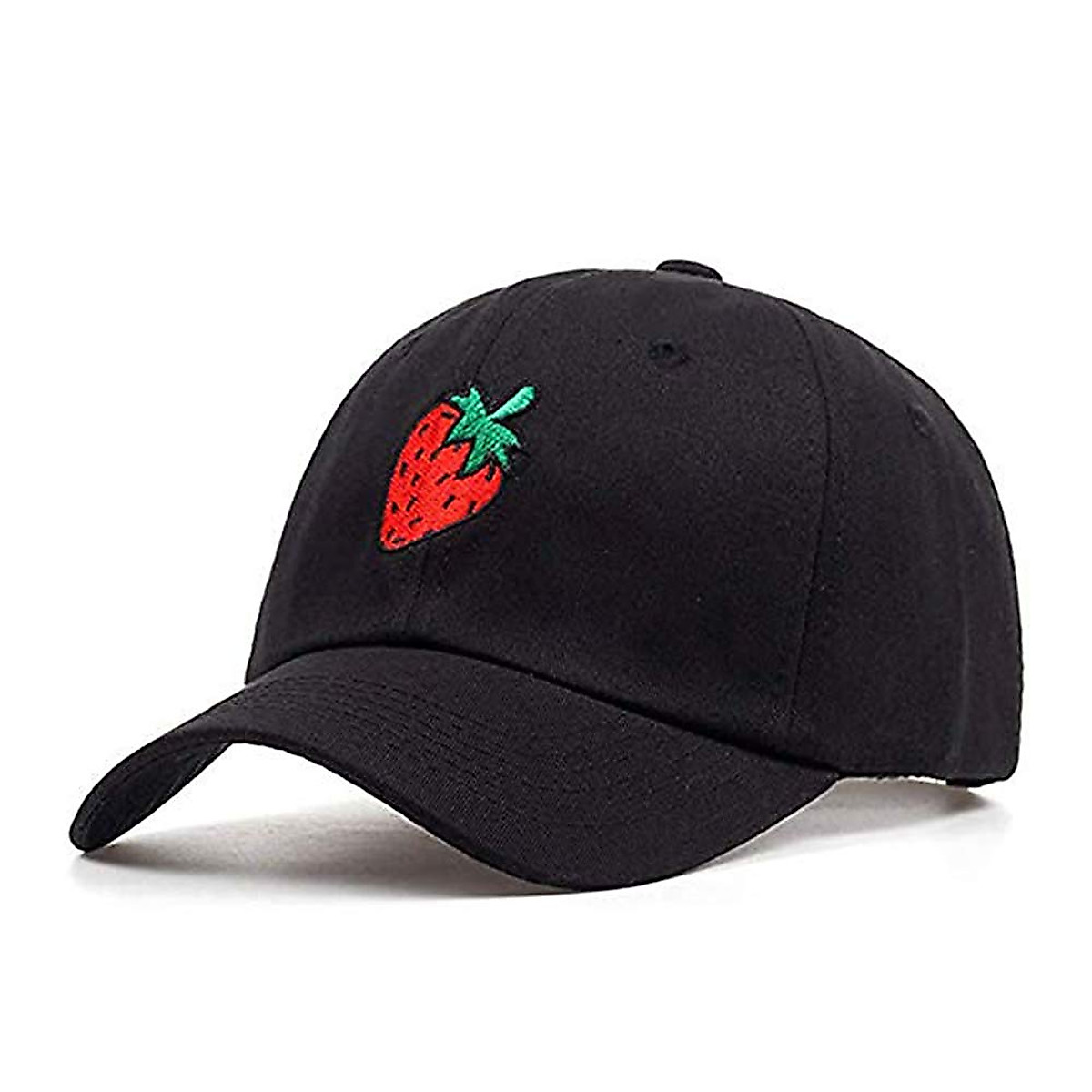 Strawberry Cherry Baseball Hat, Embroidered Dad Cap, Unstructured Soft Cotton, Adjustable Strap Back (Black 2)