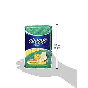 Always Ultra Thin Pads Size 1 Regular Absorbency Scented with Wings, 32 Count (Pack of 2), Packaging may vary
