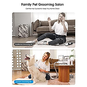 Kzoom Pet Clipper Grooming Kit with Vacuum Suction and Vacuum Picks Up 99% Pet Hair,2.5L Large Capacity Pet Hair Collection Box,Low Noise Pet Grooming Vacuum with Dog Clippers (White 2)