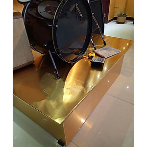 Metal Look Film Vinyl Self Adhesive Gold Texture Waterproof Anti Greasy Counter Top Peel Stick Metallic Gloss Shelf Liner for Kitchen Cabinet 15.6inch by 79inch