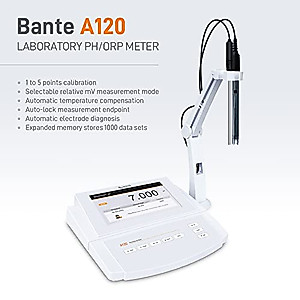 Bante A120 Laboratory pH Meter | Benchtop pH Meter | ±0.002 pH Accuracy, 5 Points Calibration, Selectable ORP Measurement Mode, Auto-Read Endpoint, 1000 Sets of Data Storage