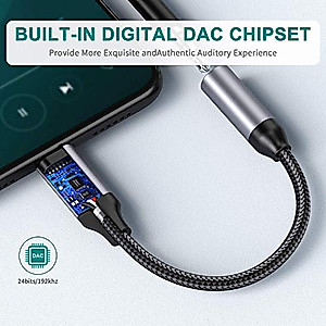 (SGS Certified Hi-Fi DAC) USB-C to 3.5mm Headphone Adapter - Al Alloy Head for Samsung Galaxy S23/S22/S21 Ultra, Note10, Google Pixel 7/6/5/4/3/2, MacBook, iPad Pro & More - Type C to Aux Dongle